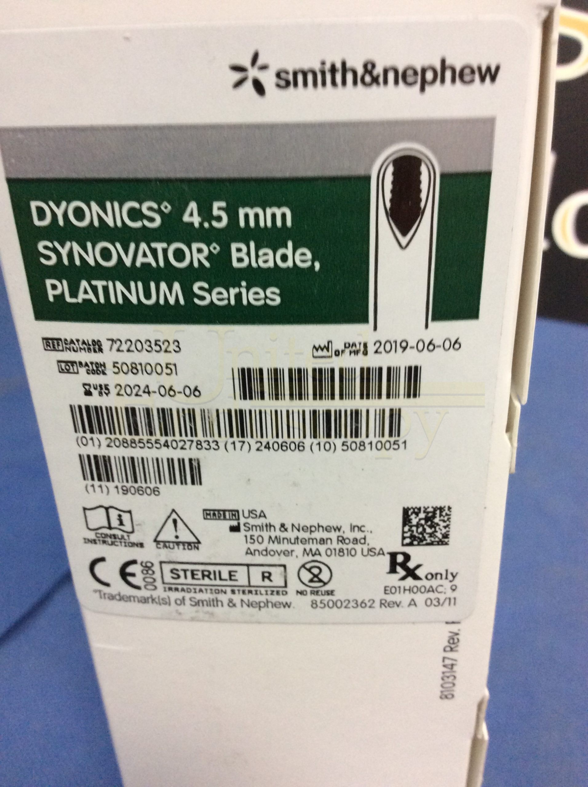 Dyonics 4.5 mm Synovator Blade, Platinum Series ( 6 Blades in Box ) Ref ...